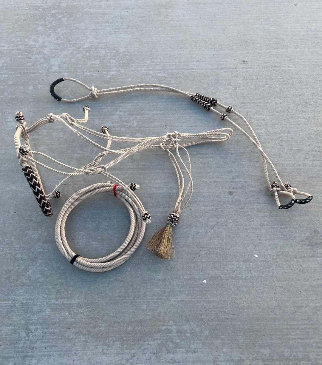 Beige Charro Cabresto Bosalillo, Handmade Cotton Bosal Reins Set, Horse ...
