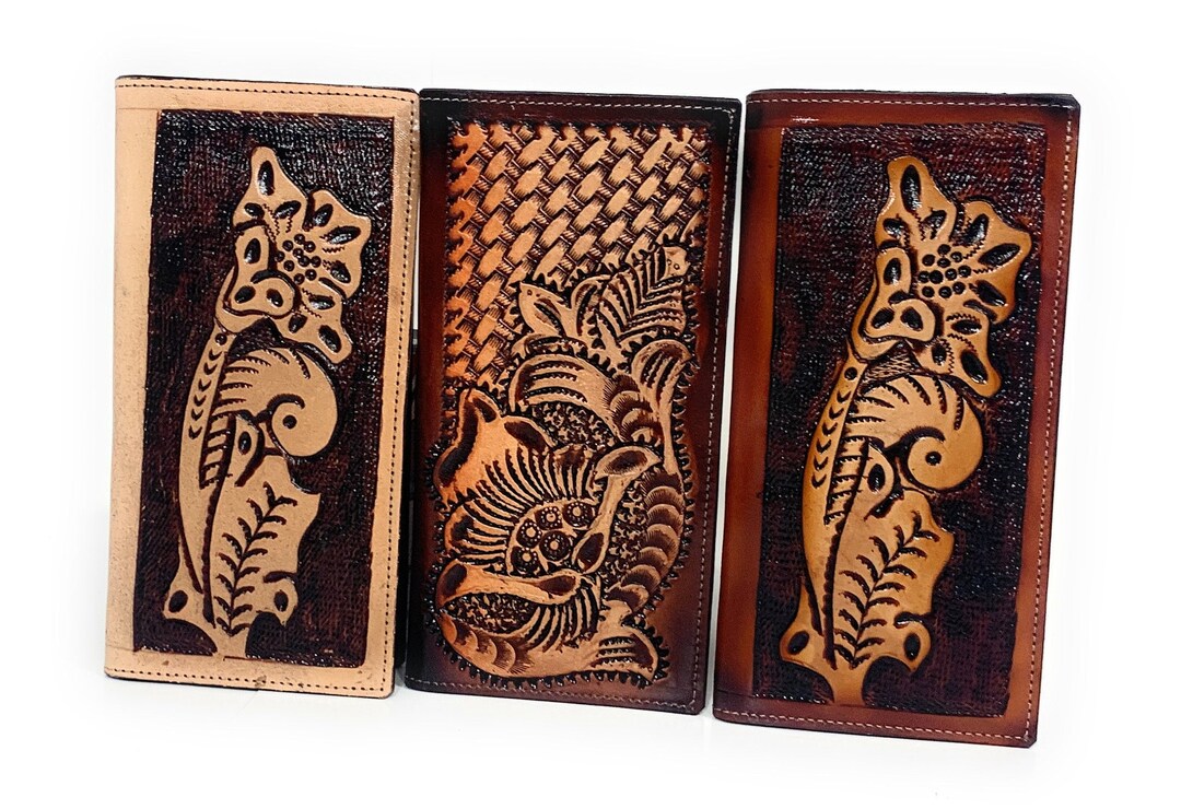 Men's Western Wallet, Genuine Leather Tall Bi Fold Rodeo Cowboy Wallet ...