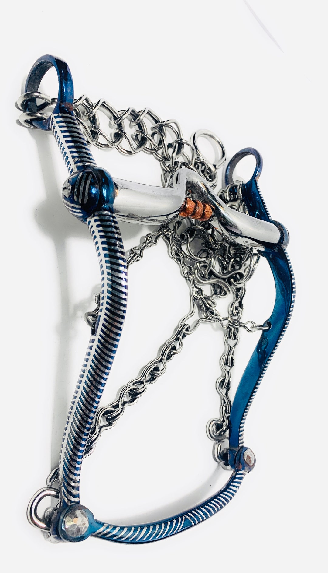 5 Freno Charro Rayado Azul. Mexican Charro Horse Bit. Freno Mexicano ...