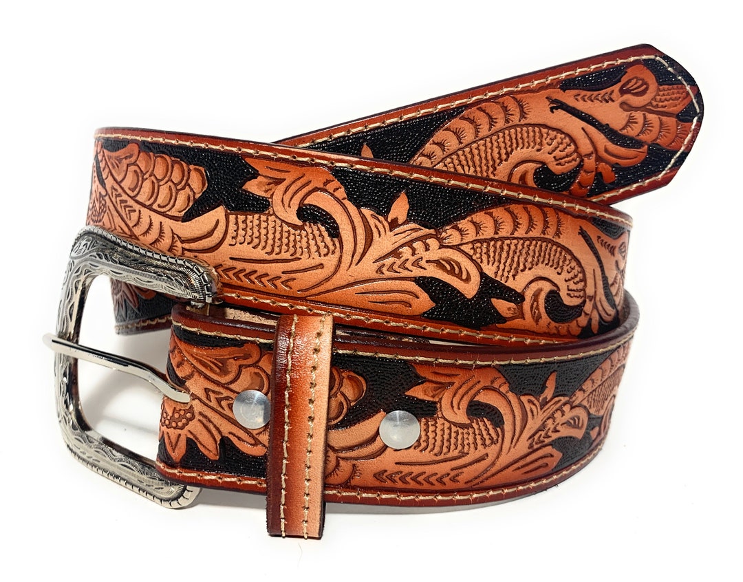 1 3/4 Inch Wide Genuine Leather Western Leather Belt, Cowboy Rodeo Belt ...