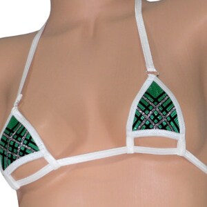 Peak-a-boo Bikini W/g-string Emerald Green Holographic Plaid - Etsy
