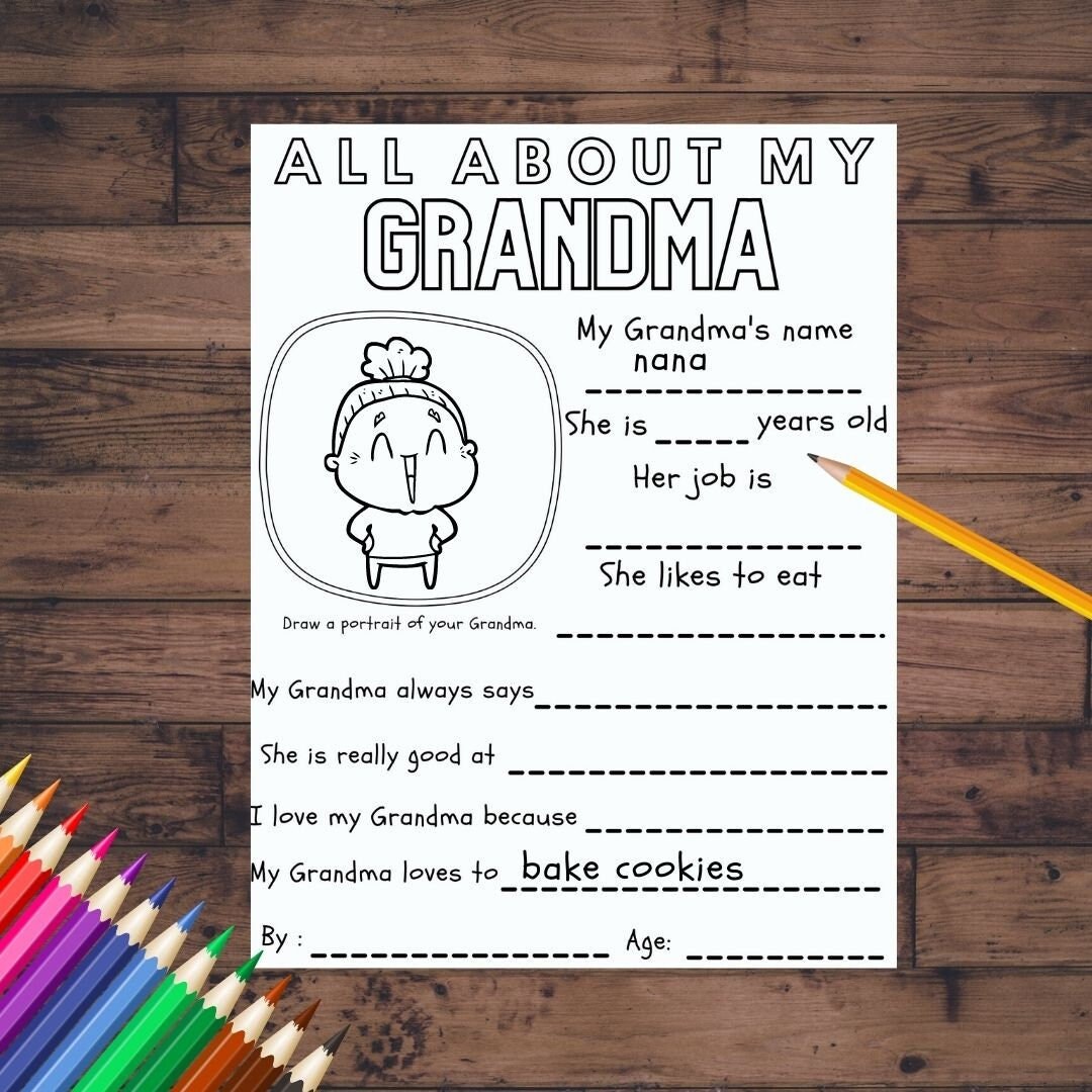 All About My Grandma Grandma Interview 8.5 X 11 Gift | Etsy