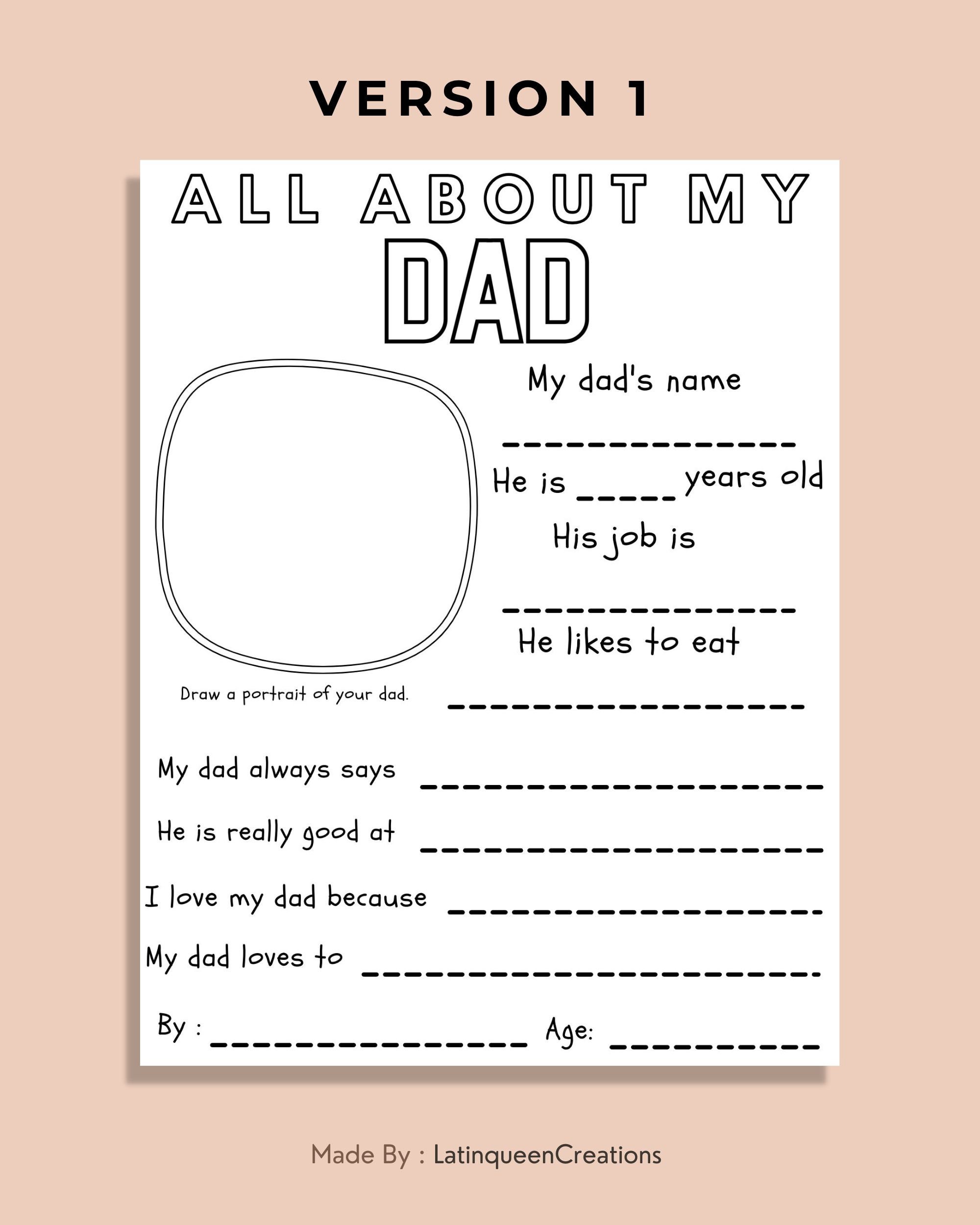 Fathers Day Interview All About My Dad Fathers Day Gift Instant ...