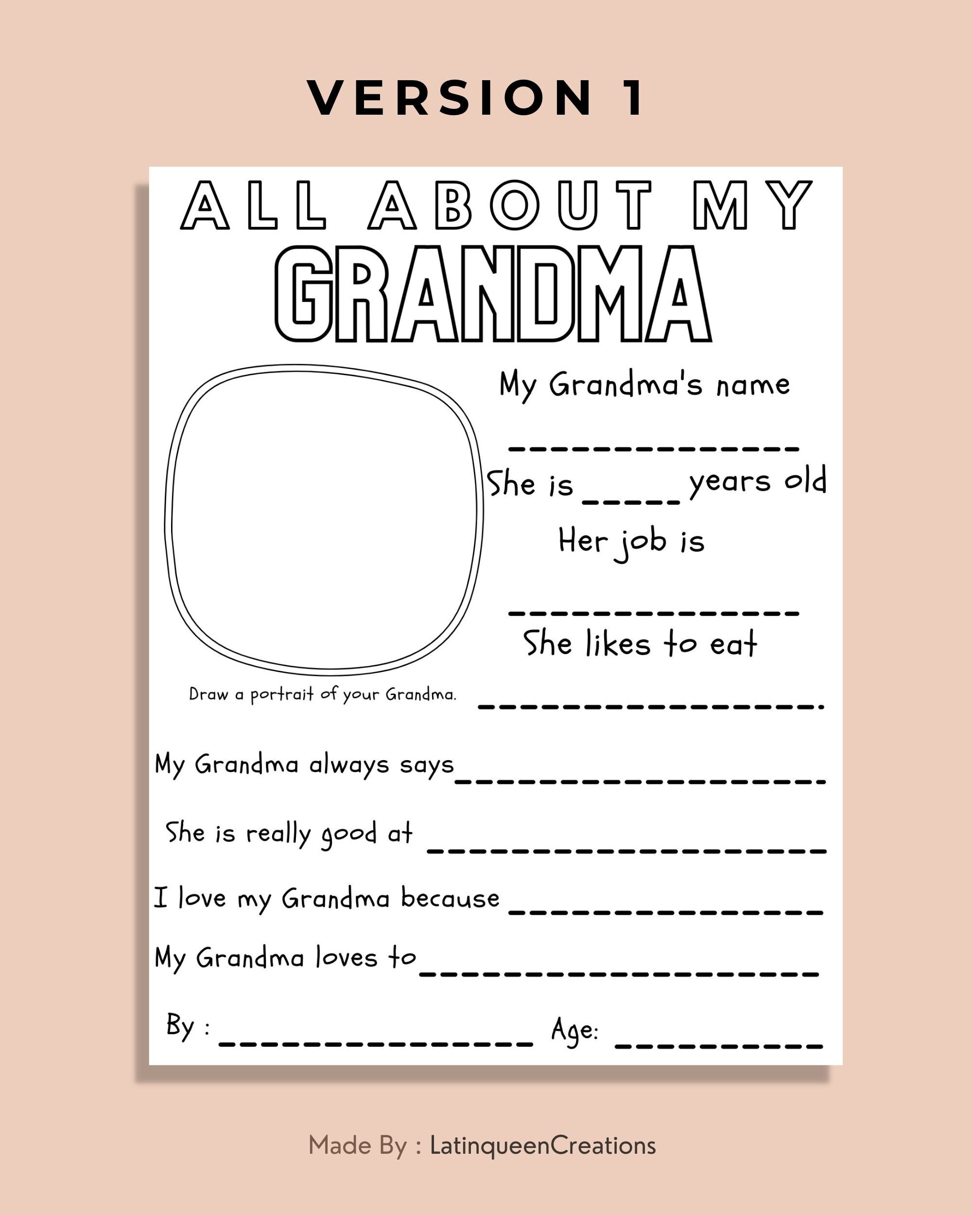 All About My Grandpa Interview Grandpa Father's Day Grandparents Day 8. ...