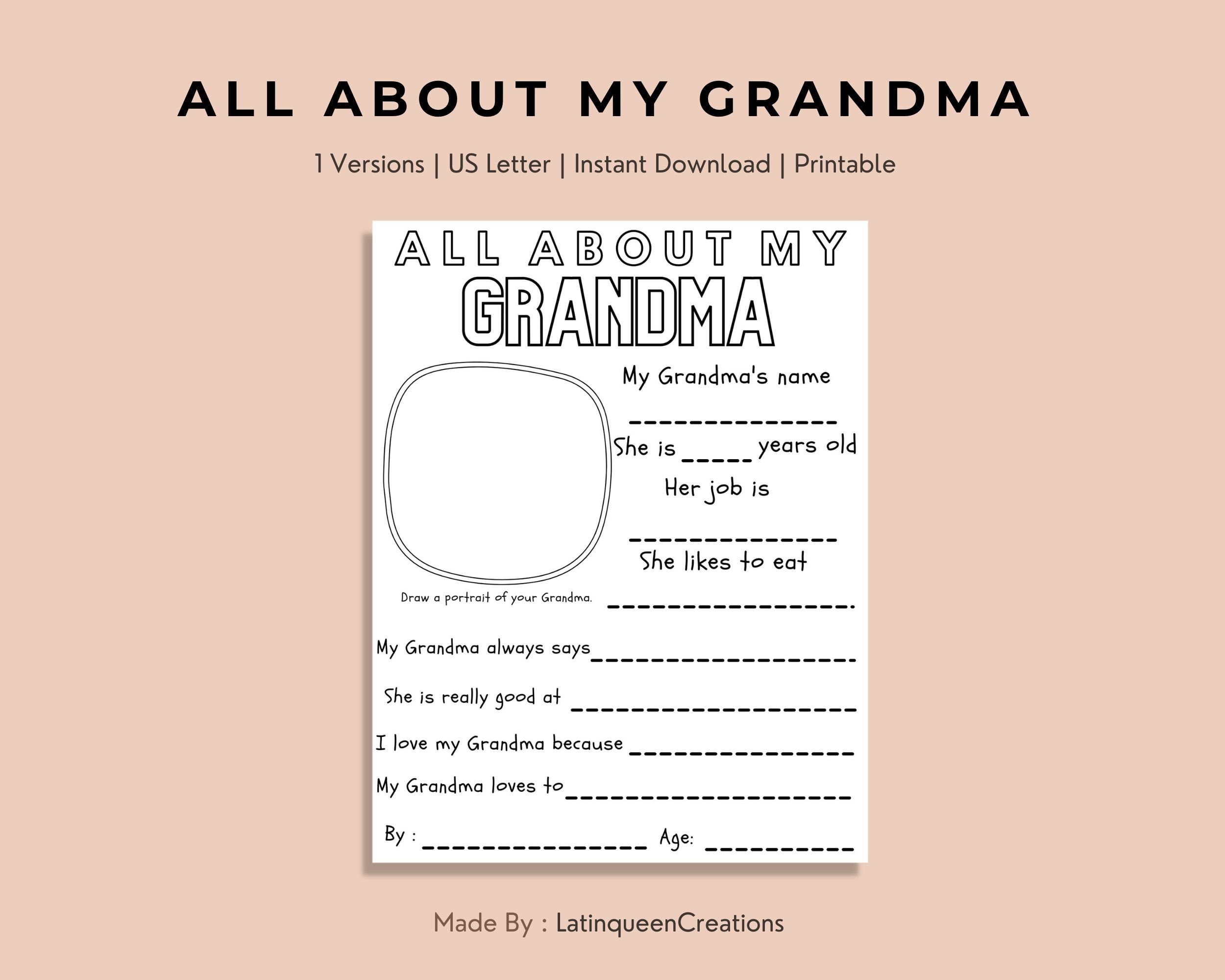 All About My Grandma Grandma Interview Mother's Day Grandparents Day 8. ...