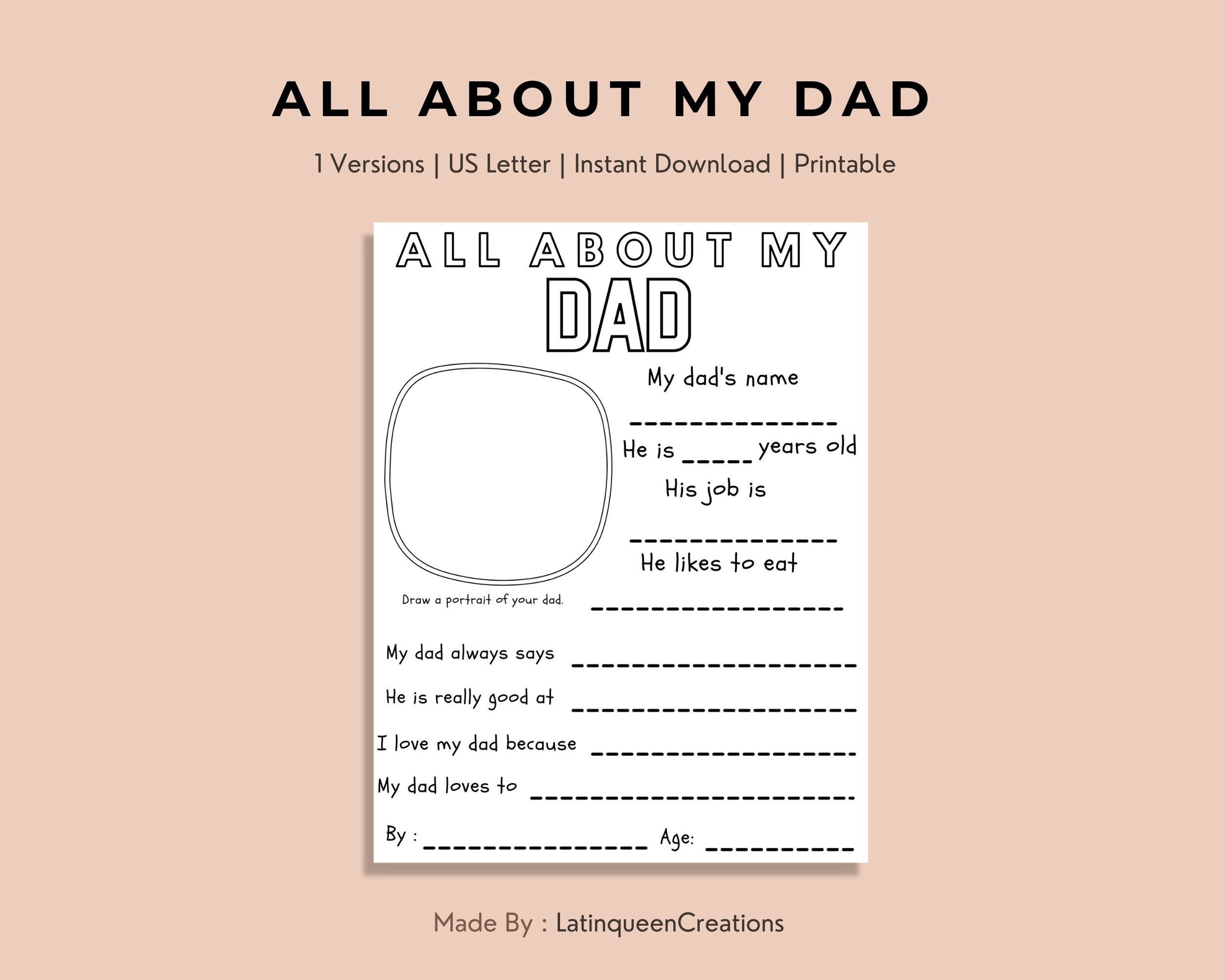 Fathers Day Interview All About My Dad Fathers Day Gift Instant ...