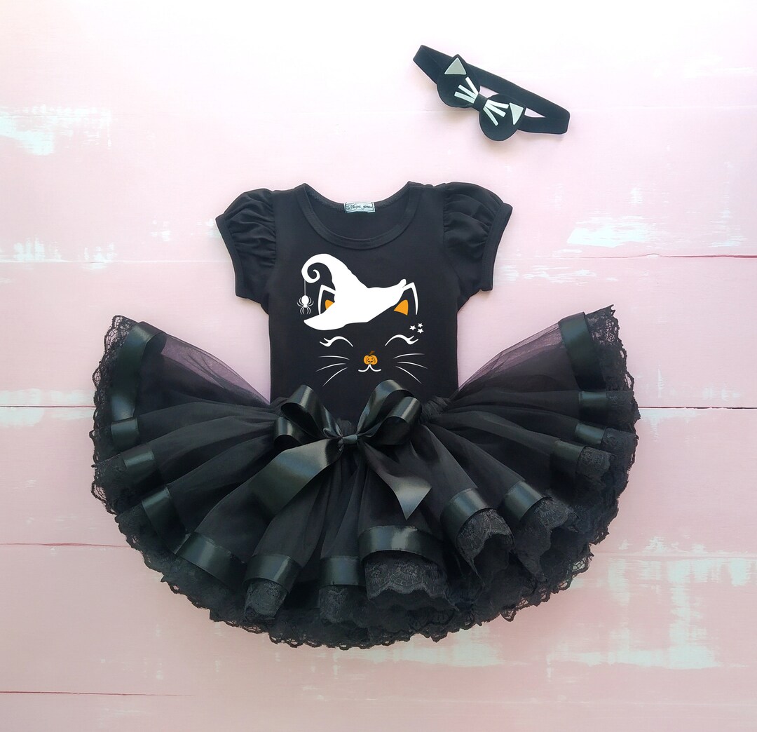 Witch Cat Outfit Cute Halloween Dress First Halloween Black - Etsy