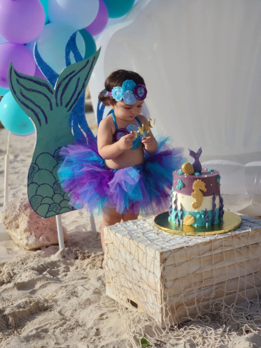 Mermaid Outfit Set, Mermaid Birthday Tutu Outfit With Top, Under the ...