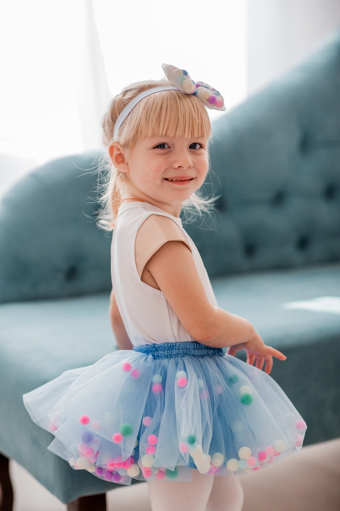 Sale Princess Skirt Light Blue Tulle Skirt with multicolored | Etsy