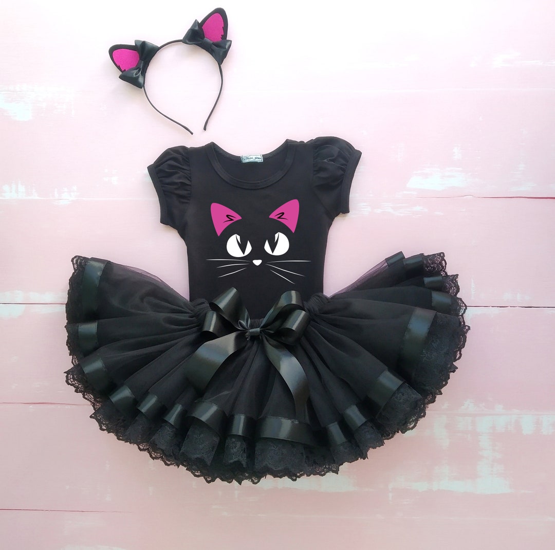 Cat Halloween Outfit With Cat Ears, Cat Tutu Outfit, Cat Halloween ...