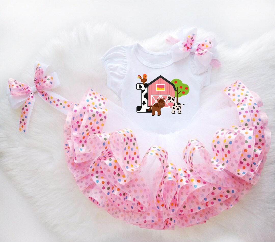 1st 2nd 3rd Birthday FARM Girl Outfit, PINK Farm Animal Baby Girl Tutu ...
