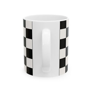Black and White Checkered Mug, Checkered Ceramic Mug, Black and White ...
