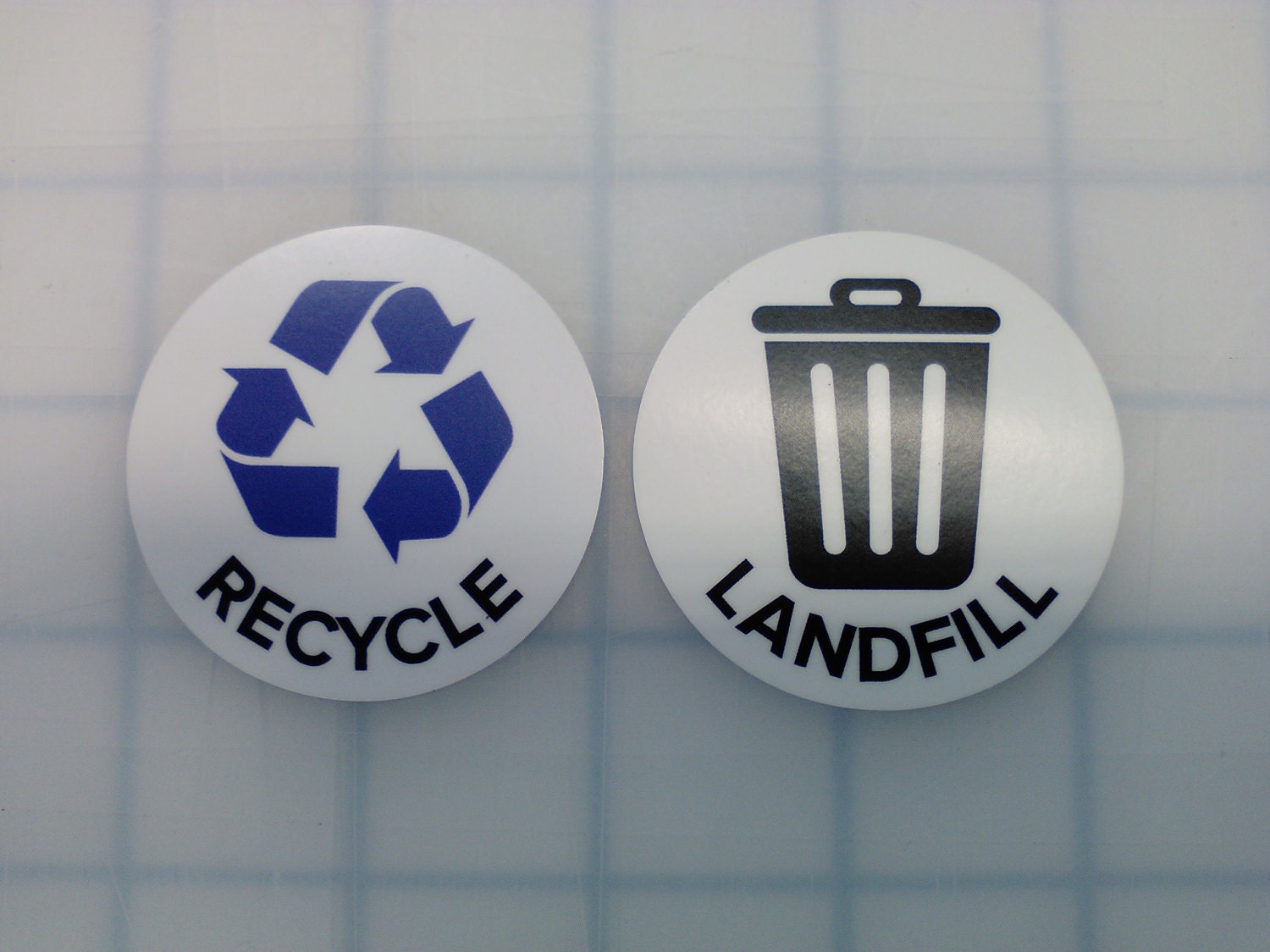 Recycle and Landfill Sticker Set, Laminated, 2 Inch Round - Etsy