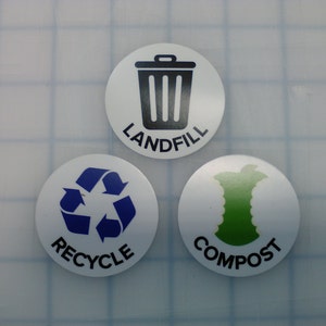 Recycle, Landfill, Compost Sticker Set, Laminated, 2 Inch Round - Etsy