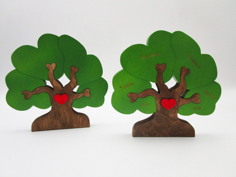 Tree of Life Puzzle Hearts, Wooden Tree, Personalized Tree of Life ...