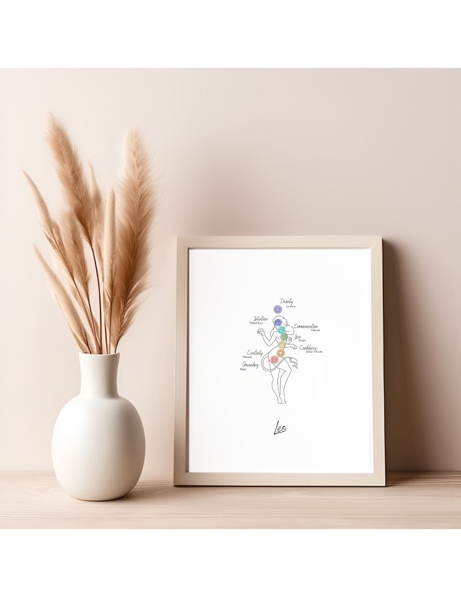 Leo Art, Chakra Wall Art, Chakra Chart, Leo Zodiak, Zodiak Art, Reiki ...