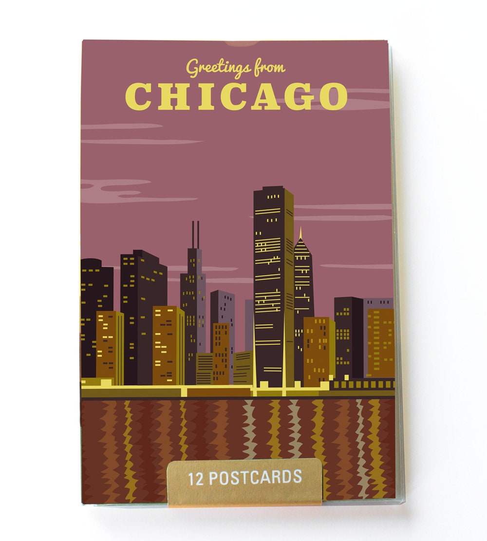 Chicago City Postcard - City Postcards - Chicago Postcard Set - Chicago ...