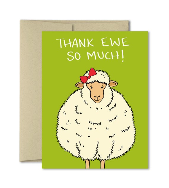 Funny Thank You Card Thank You Notes Note Cards Animal - Etsy
