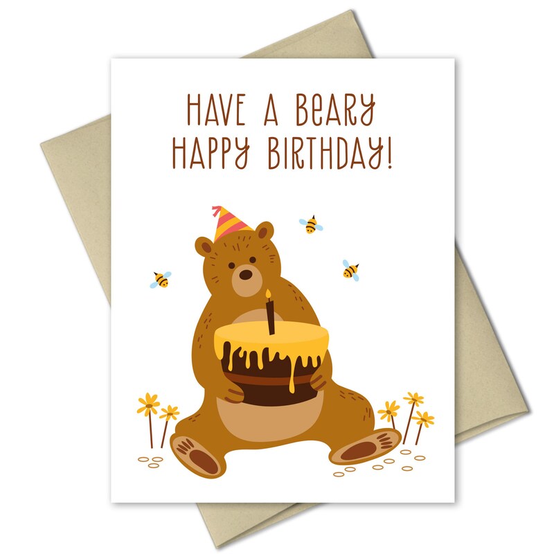 Bear Birthday Card - Etsy