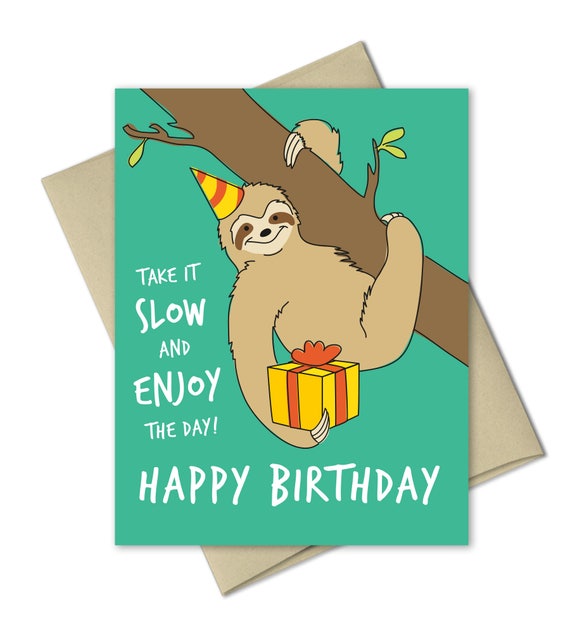 Cute Birthday card Sloth Card Birthday Greeting For | Etsy