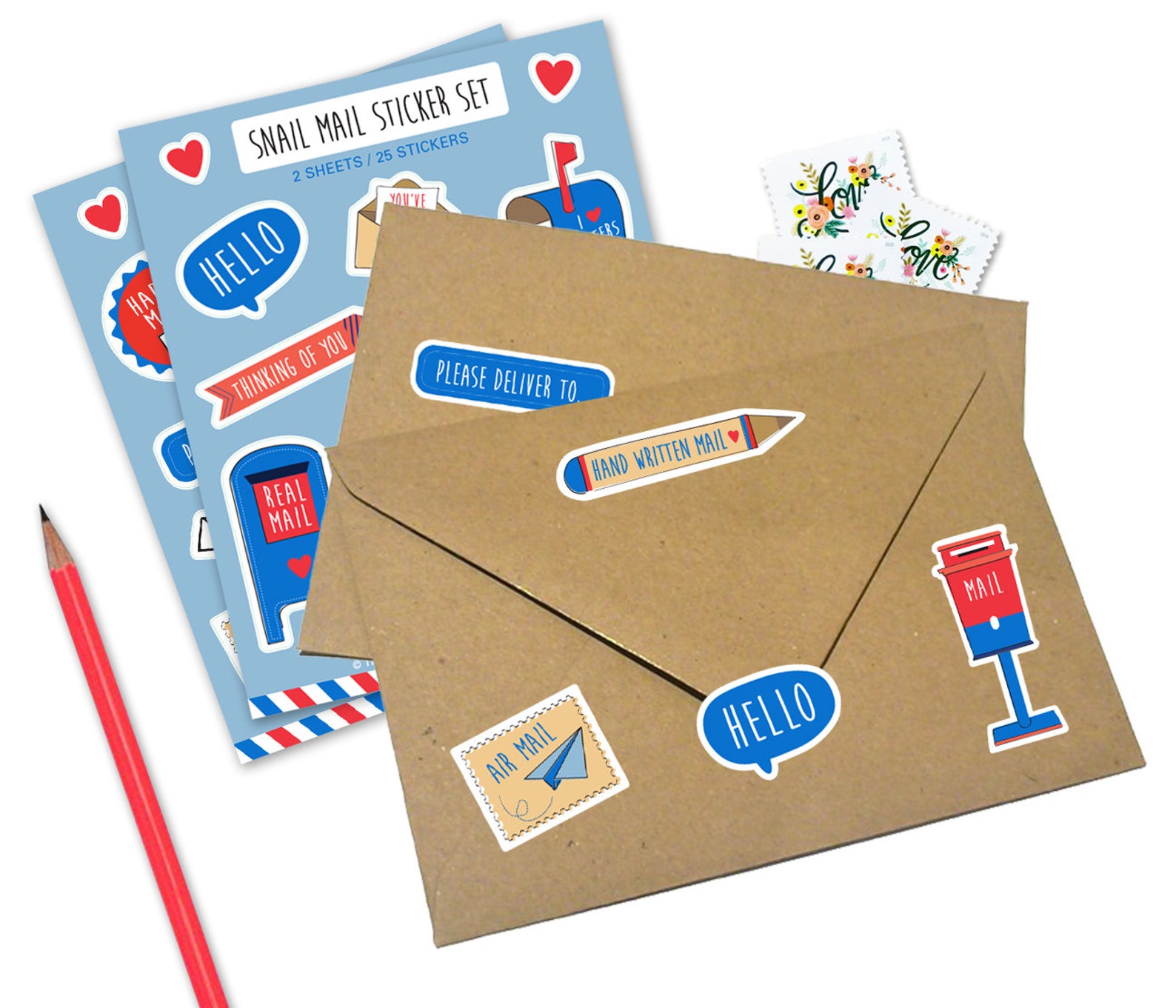 Slakkenpost Stickers Leuke stickers Happy Mail Sticker Set - Etsy Nederland