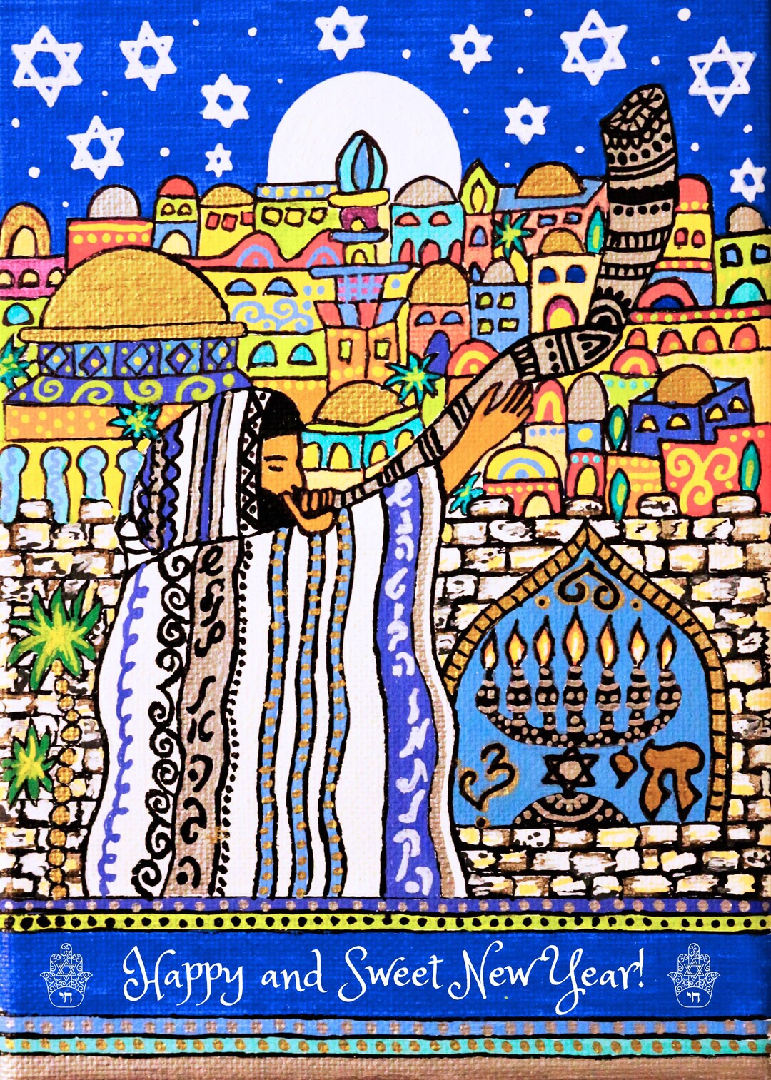 Rosh Hashanah Shofar Art Print: Jewish New Year Blessing Cards - Etsy