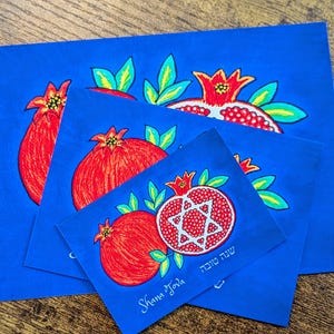 Jewish Cards Pomegranate Rosh Hashanah Jewish New Year Greeting Cards ...