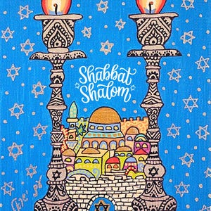 Jewish Greeting Cards, Shabbat Shalom, Judaica Art, Shabbat ...