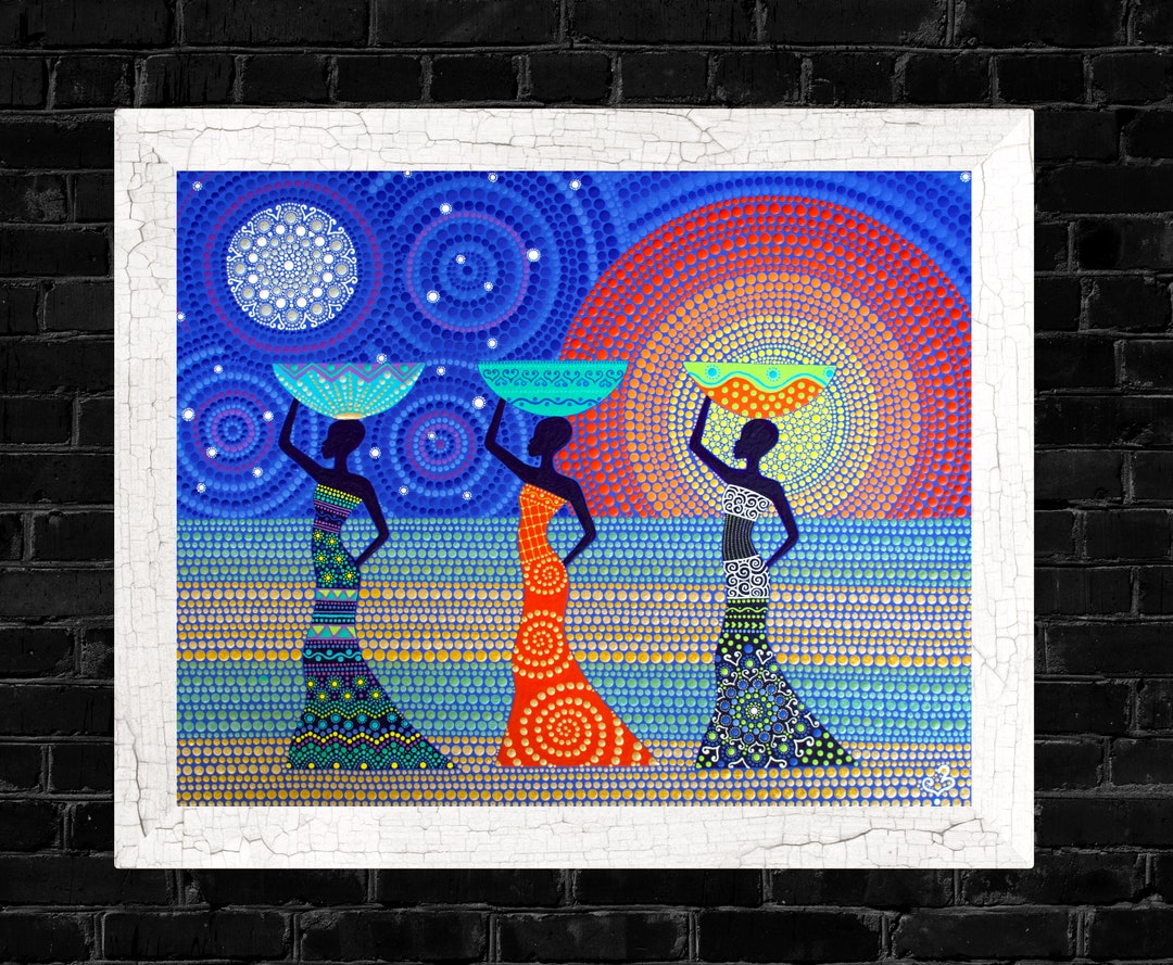 Africa Art Print: Pointillism Women, Colorful Home Decor - Etsy