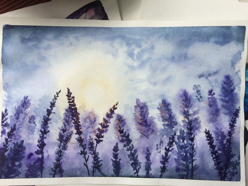 Lavender Field Watercolor Painting Warehouse Of Ideas