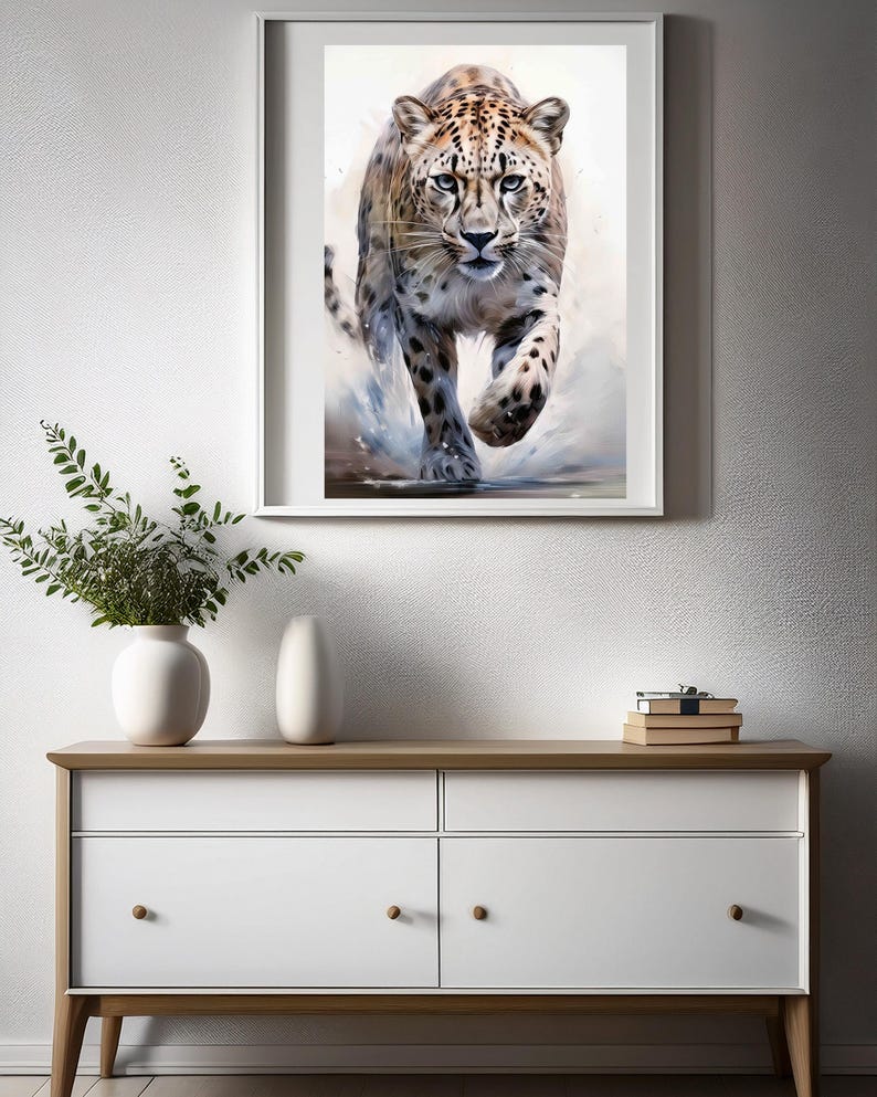 Leopard Running Fine Art Print, Dramatic Leopard Art, Elegant Wildlife ...