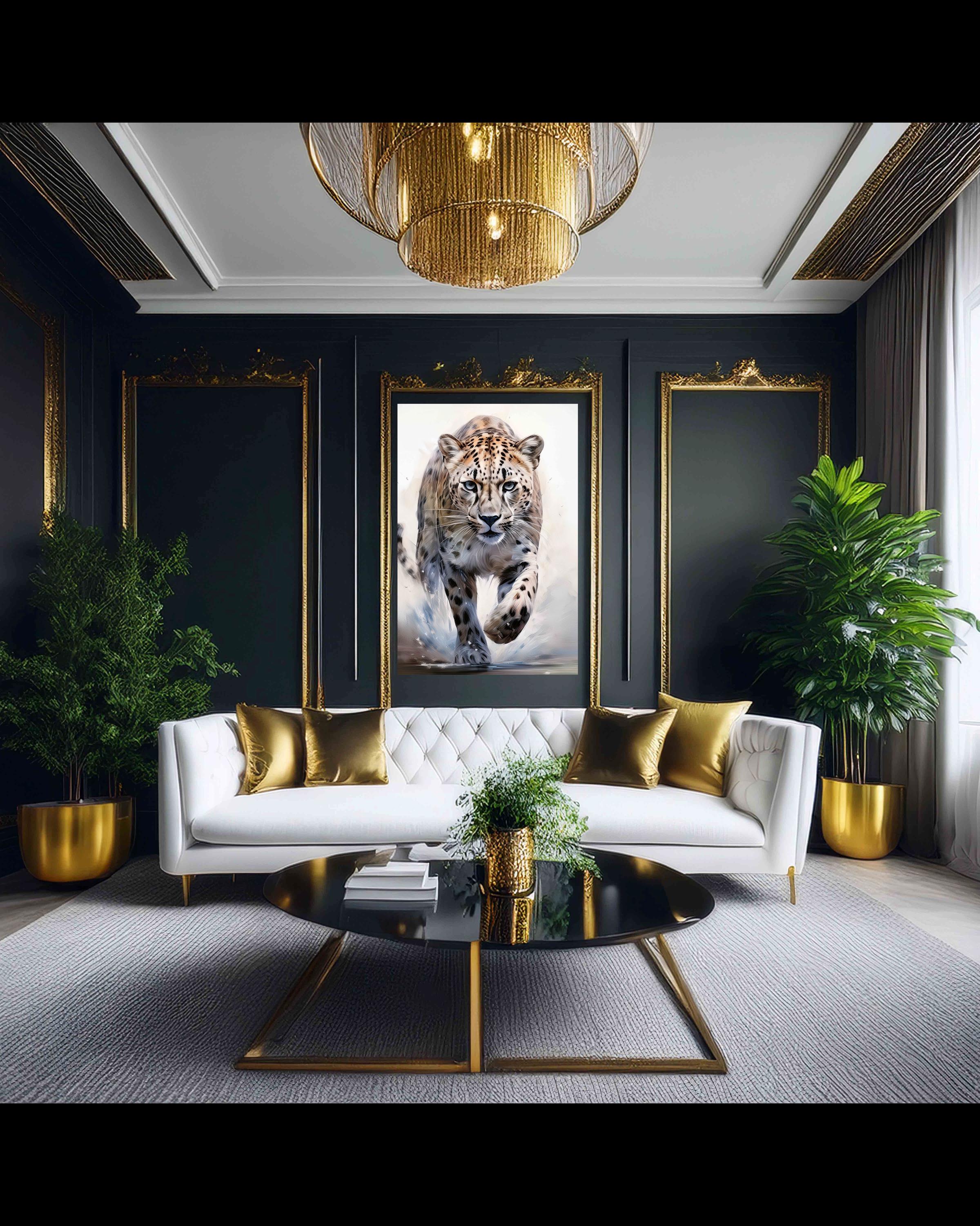 Leopard Running Fine Art Print, Dramatic Leopard Art, Elegant Wildlife ...