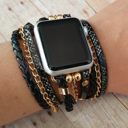 Boho Chic Apple Watch Band Vegan Leather Braided Strap for - Etsy