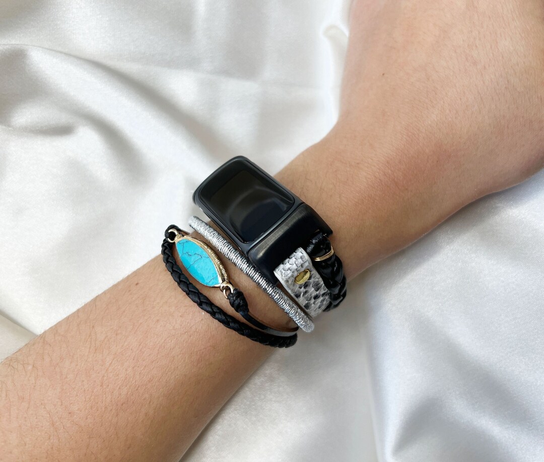 Boho Chic Fitbit Charge 5/6 Band: Vegan Leather Snake Skin Bracelet - Etsy