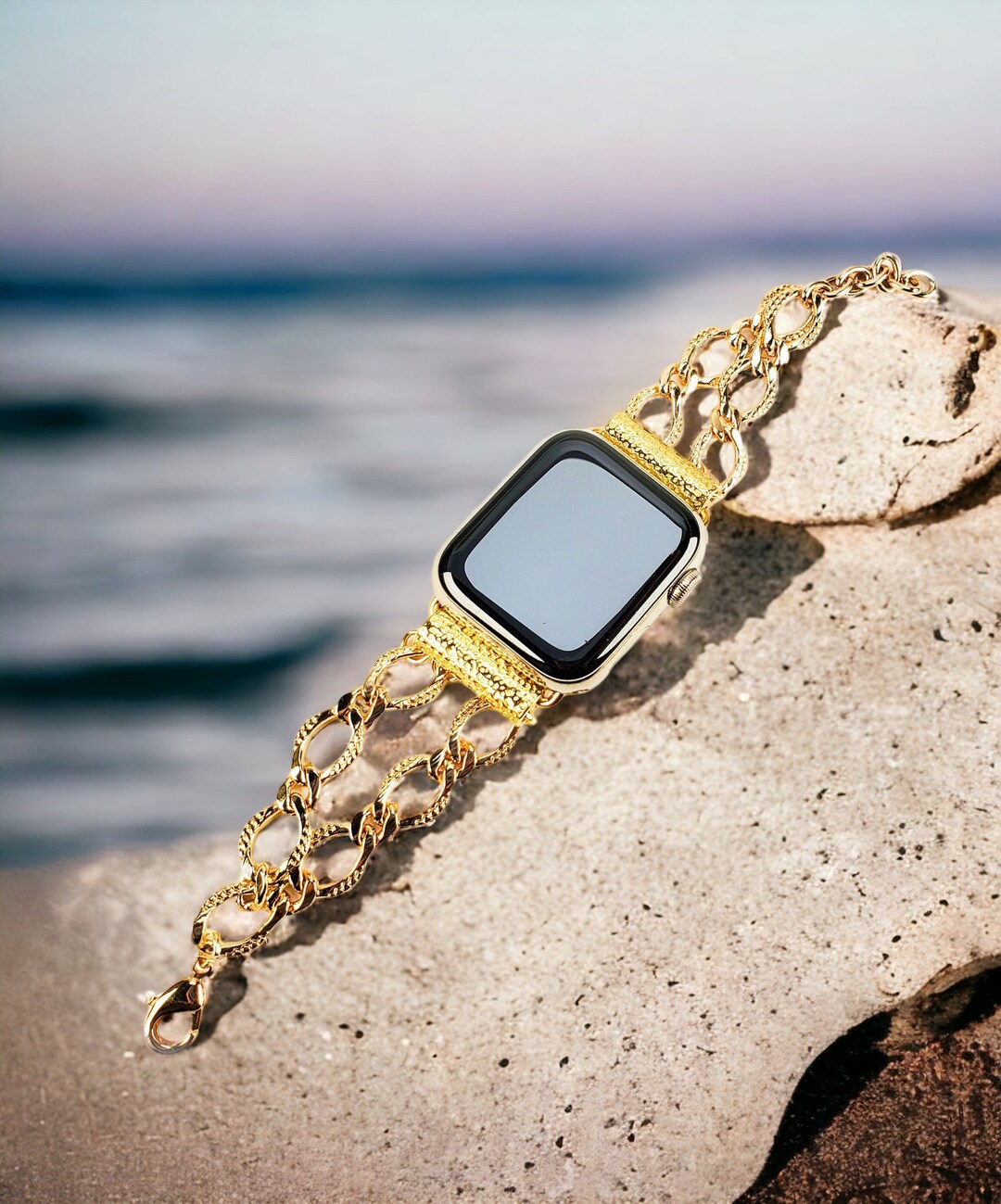Lux Gold Chain Apple Watch Bracelet, Unisex Armand for Iwatch 9-1 SE ...