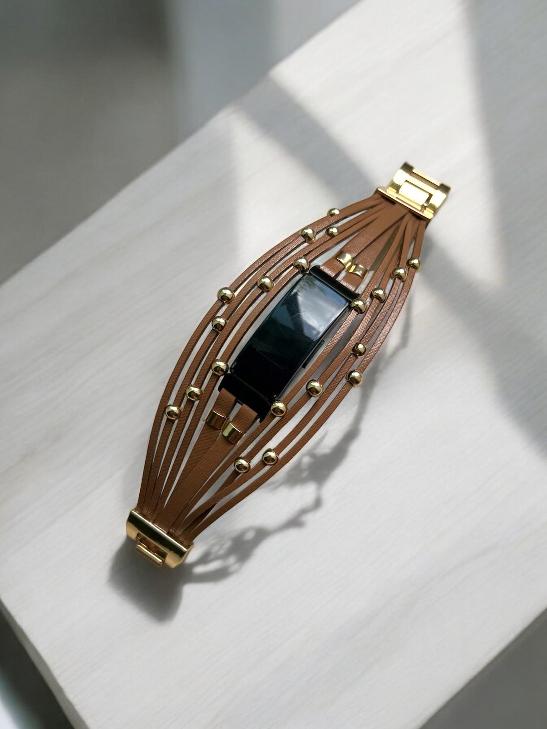 Fitbit Luxe Watch Bracelet, Unisex Chic Bead Watchband, Brown Caramel ...