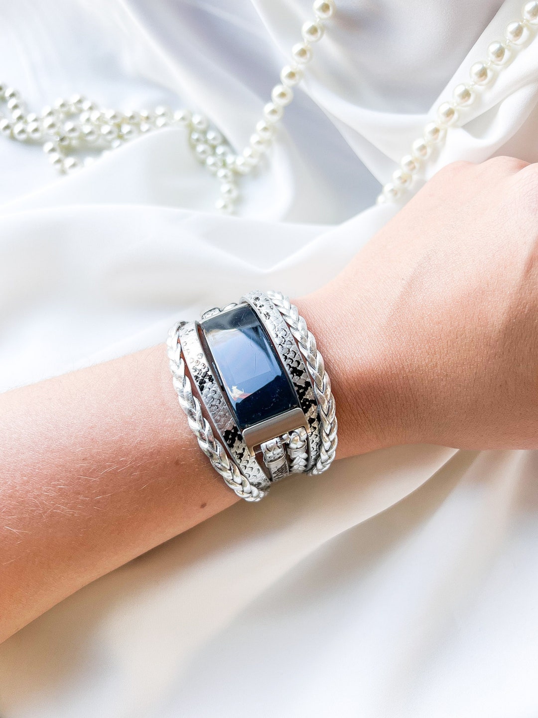 Posh Layered Fitbit LUXE Watch Band, Fitbit Luxe Bracelet Band, Silver ...