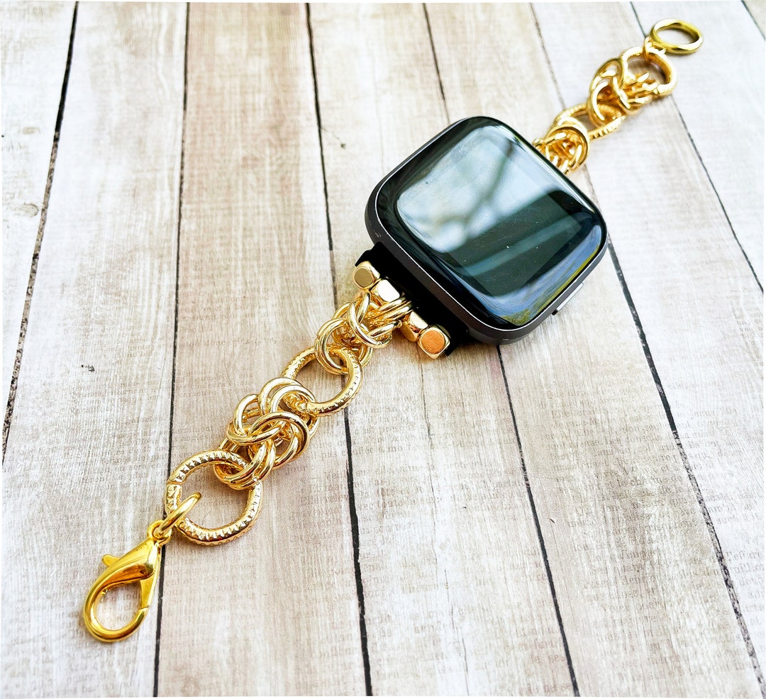 Gold Twisted Chain Watch Bracelet for Fitbit Versa 4 and Fitbit Sense 2 ...