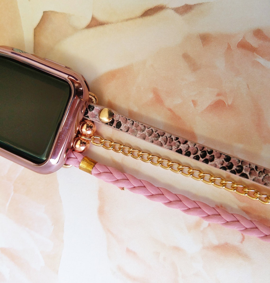 Pink Apple Watch Band 38 40 41 42 44 45mm Snakeskin Print - Etsy