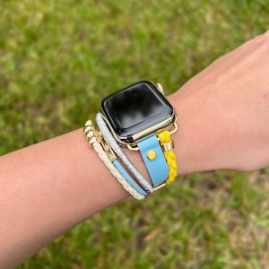Two-tone Leather Apple Watch Bracelet: Posh Iwatch Wristband - Etsy