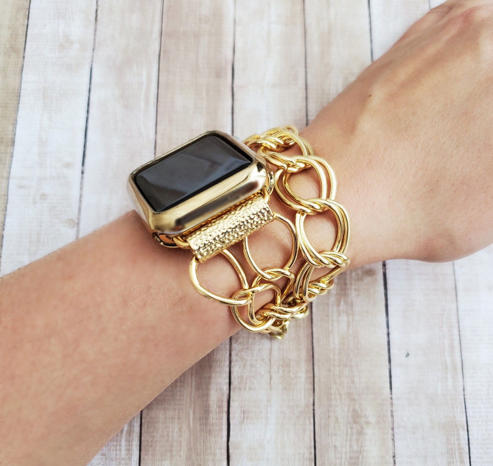 Gold Chain Apple Watch Band 38 40 41 42 44 45mm Women Unisex Double ...