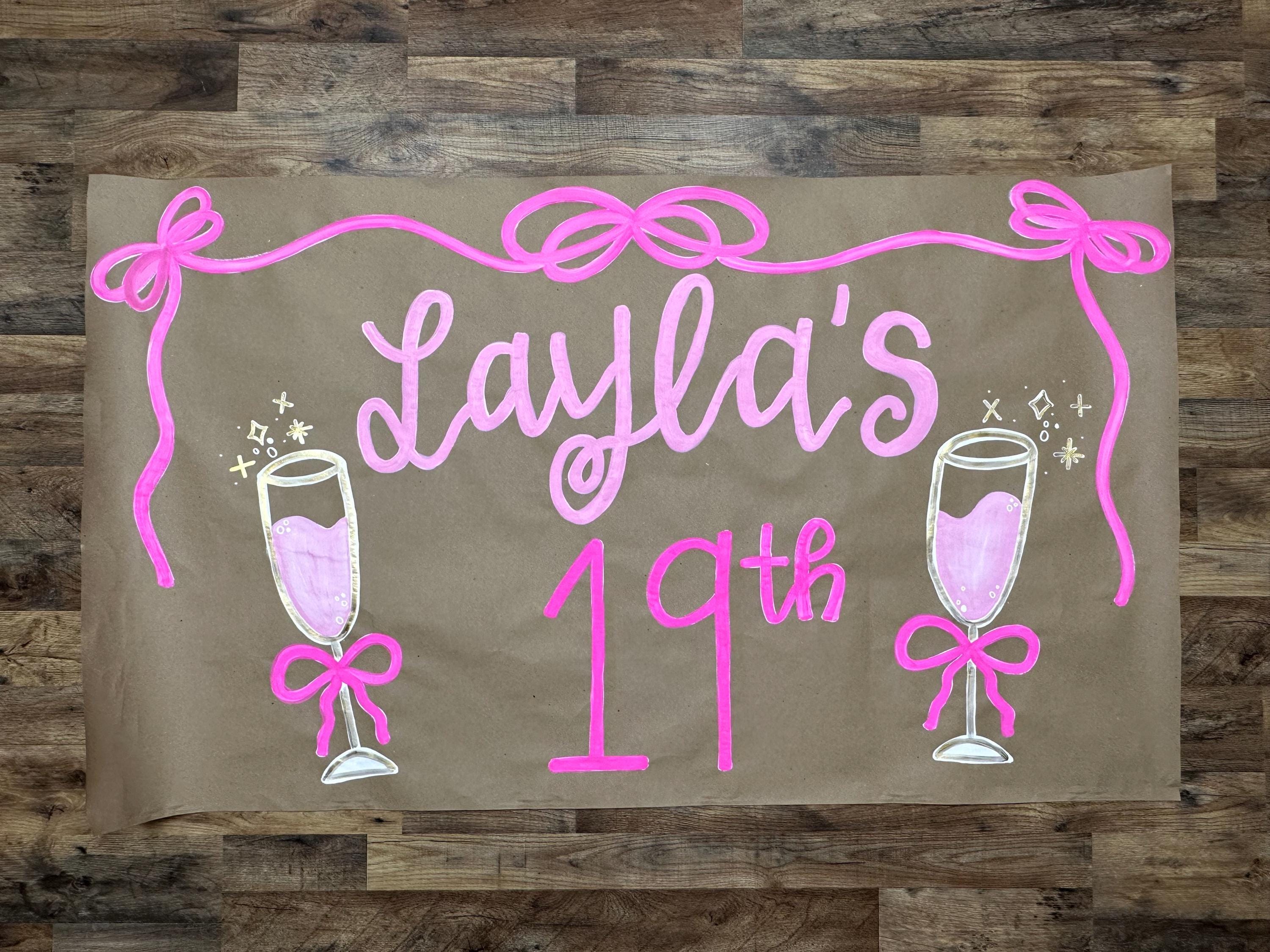 Handpainted Football First Year Down Banner: Custom Birthday Party ...