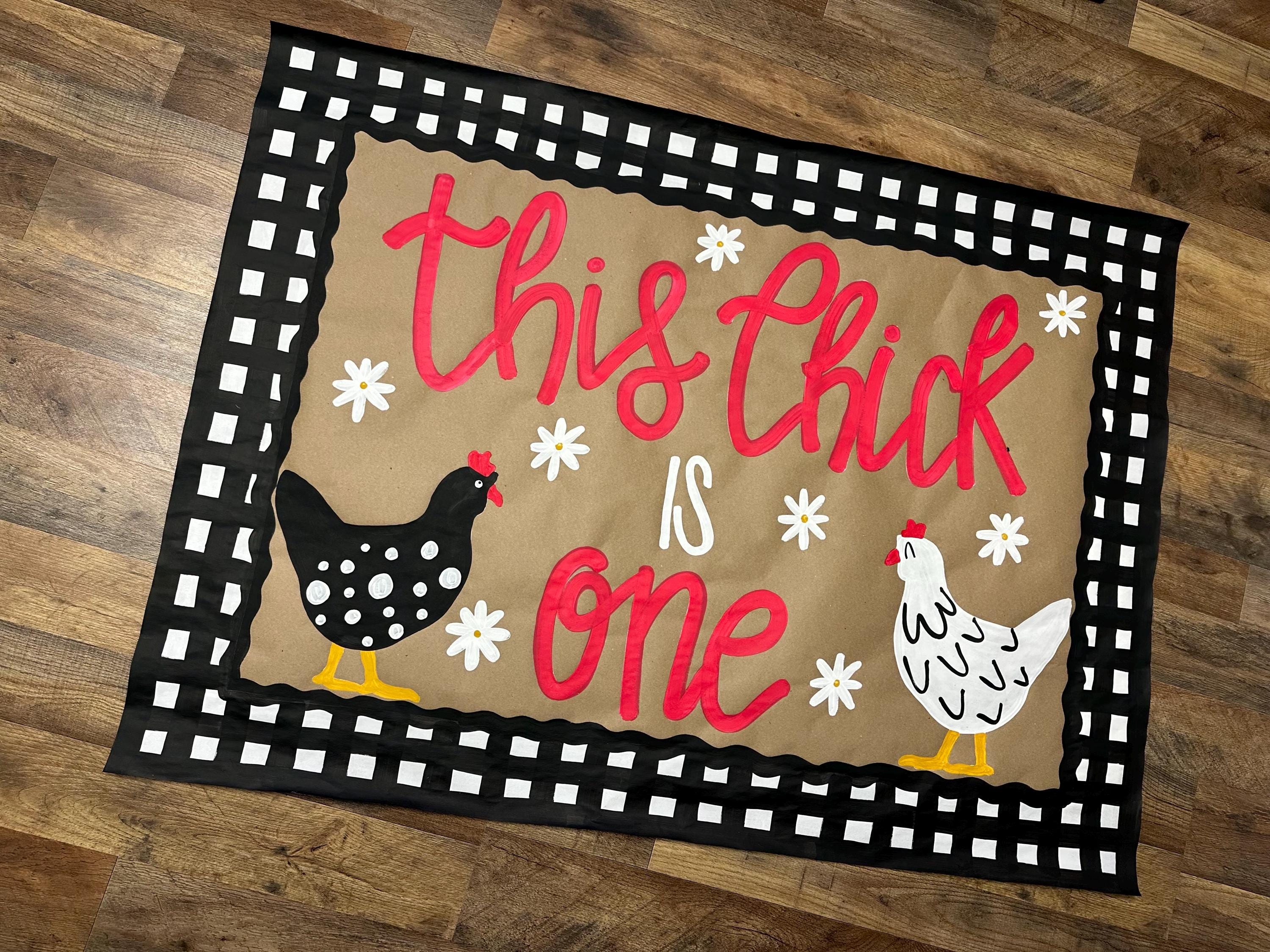 Handpainted 'this Chick is Two' Birthday Banner: Custom Party Decor - Etsy