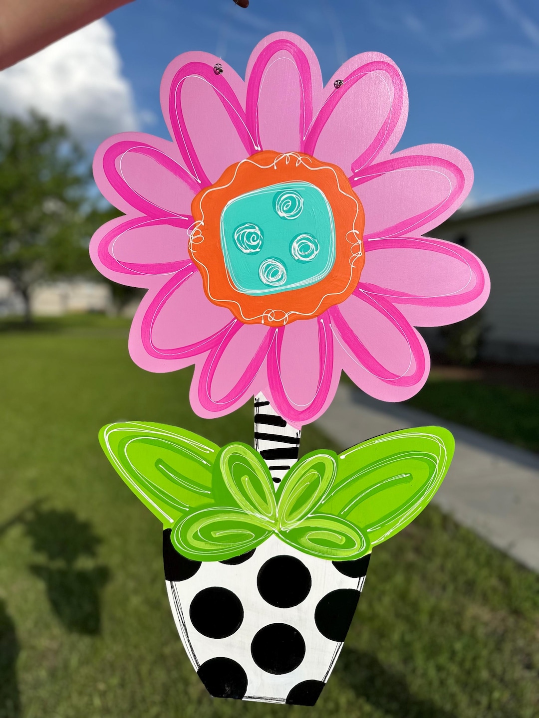 Personalized Funky Flower Door Hanger: Hand-painted Spring Decor - Etsy