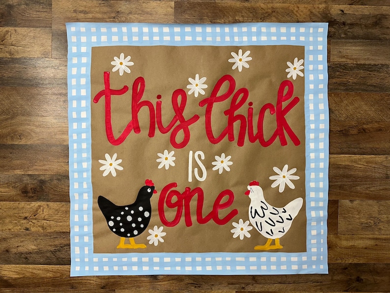Handpainted 'this Chick is Two' Birthday Banner: Custom Party Decor - Etsy