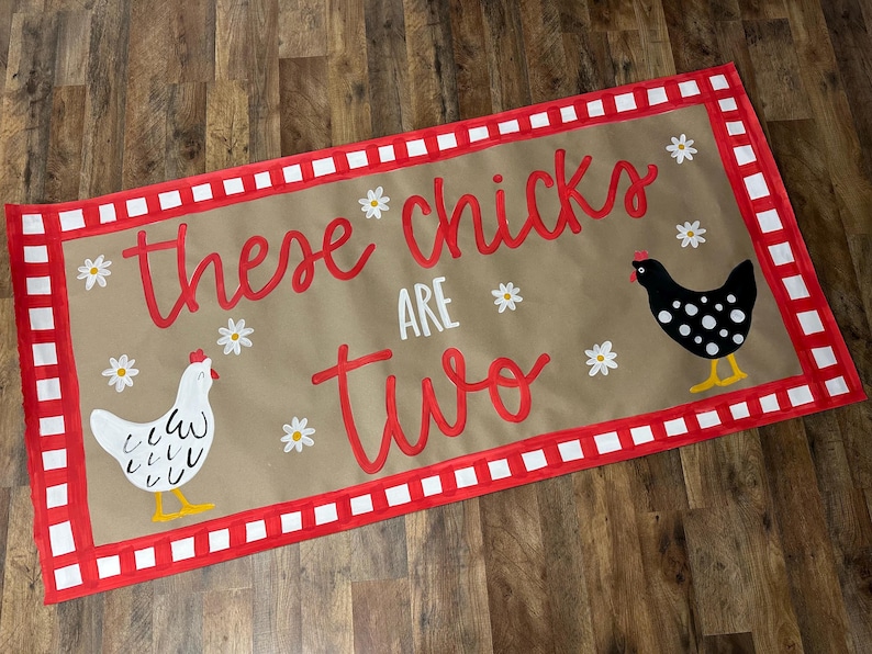 Handpainted 'this Chick is Two' Birthday Banner: Custom Party Decor - Etsy