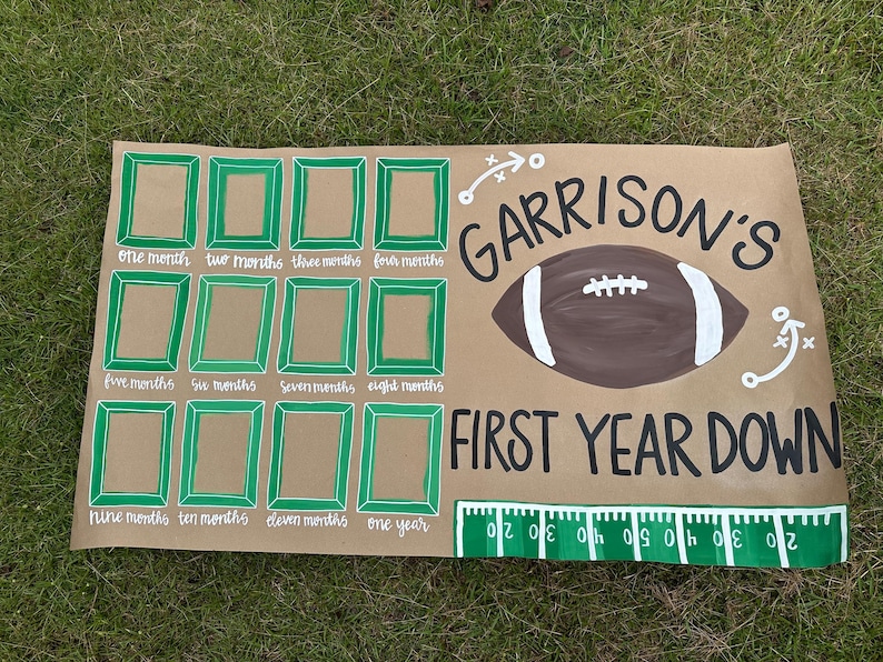 Handpainted Football First Year Down Banner: Custom Birthday Party ...