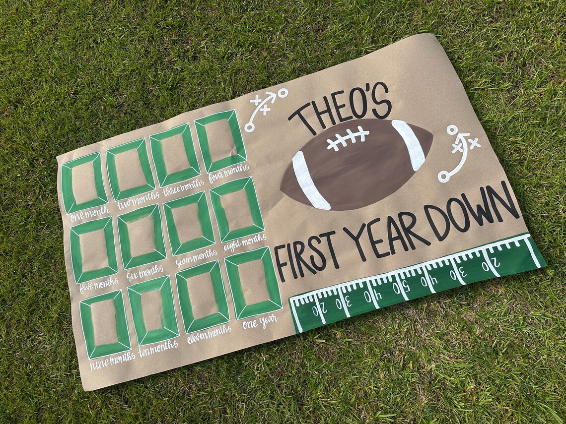 Handpainted Football First Year Down Banner: Custom Birthday Party ...