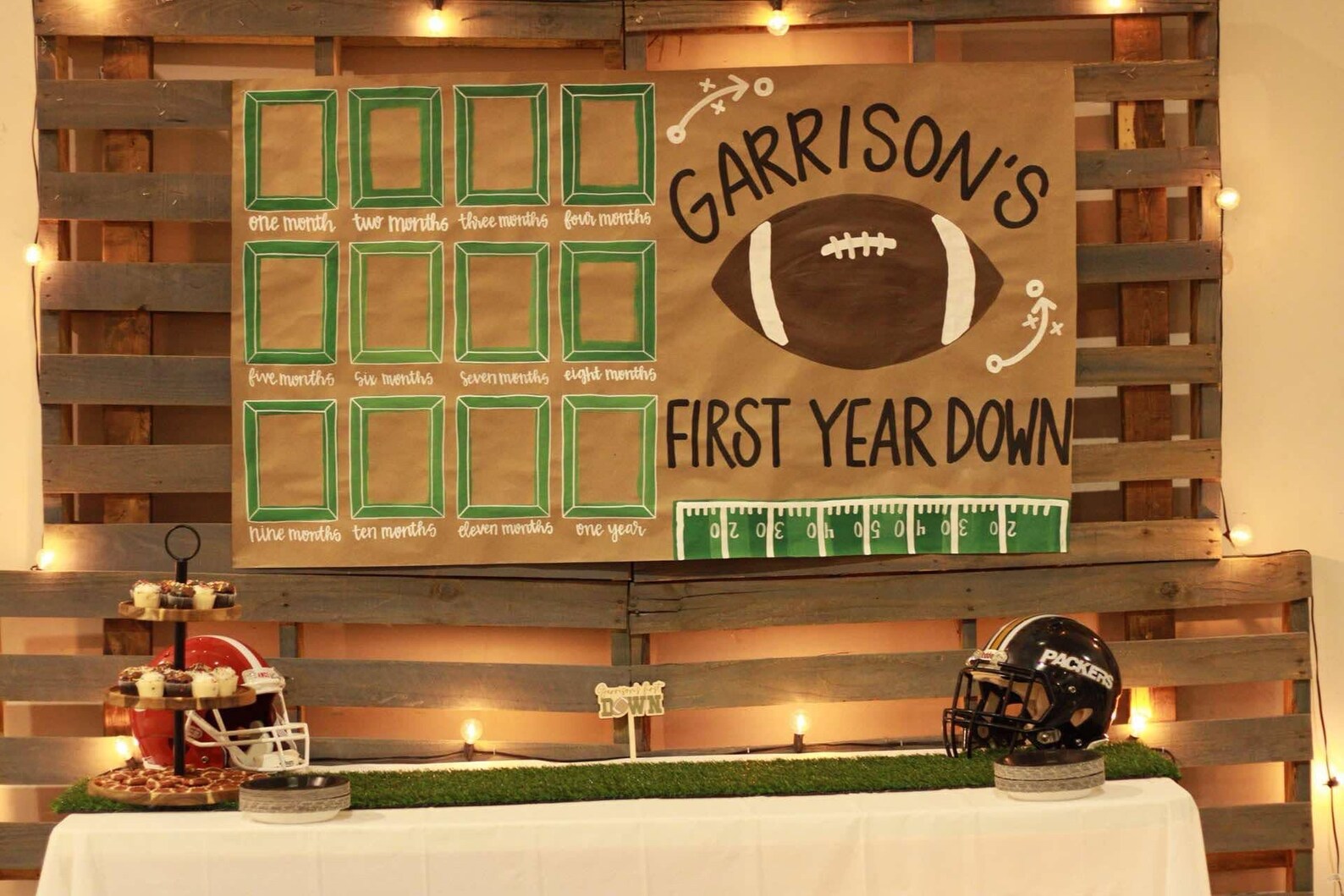 Handpainted Football First Year Down Banner: Custom Birthday Party ...