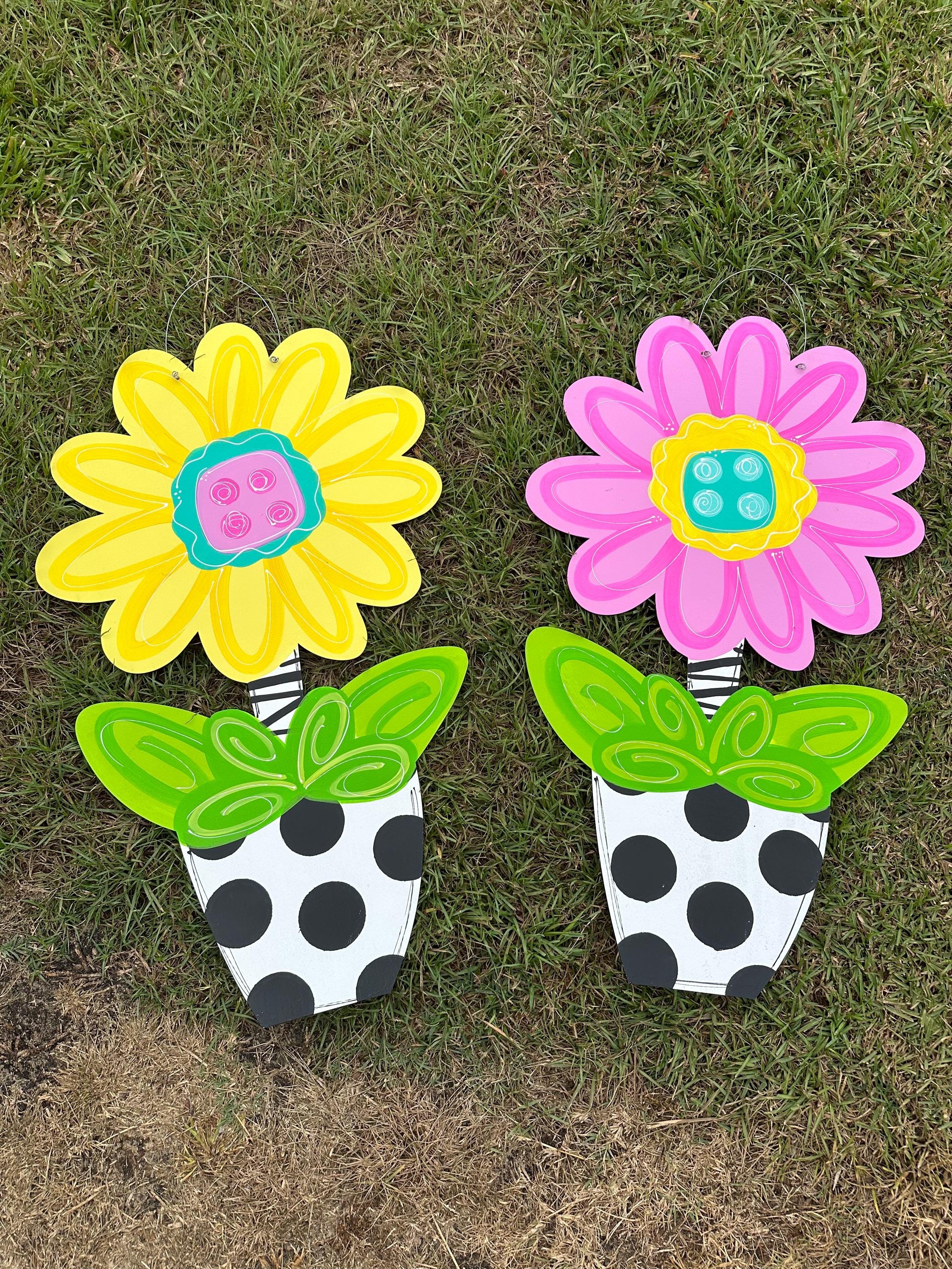 Personalized Funky Flower Door Hanger: Hand-painted Spring Decor - Etsy